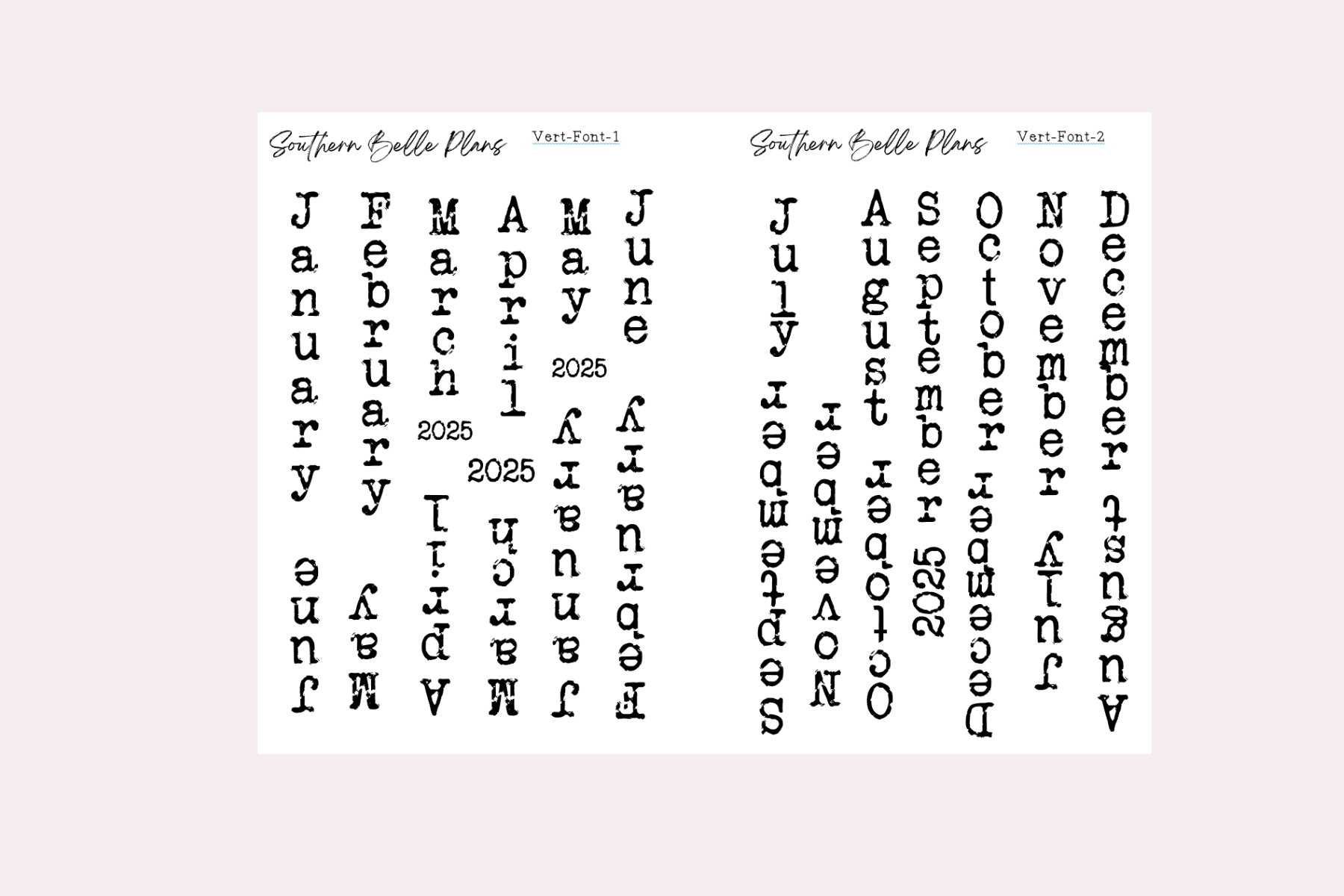 Vintage Type Hand Stamped Vertical Font – Southern Belle Plans